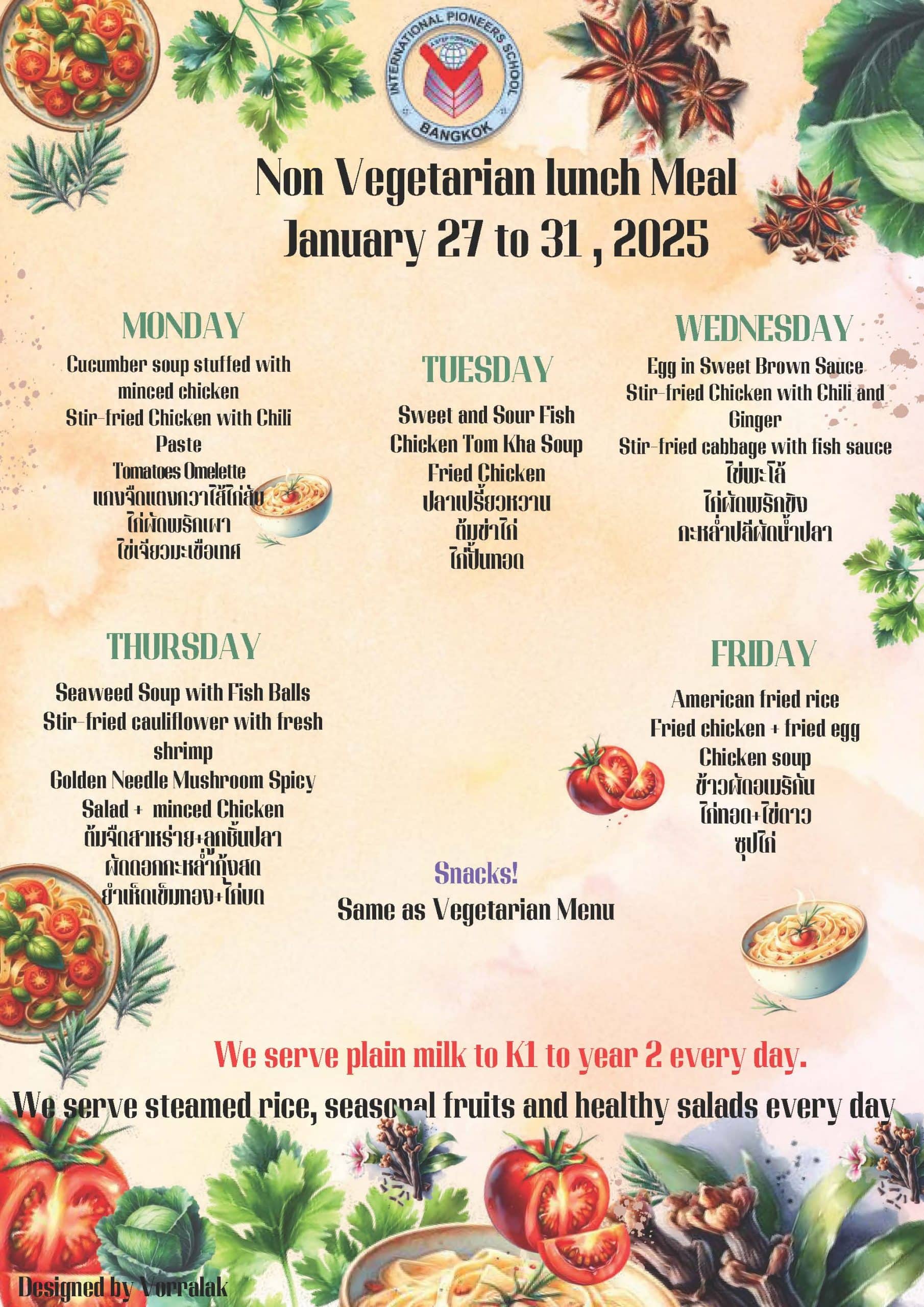 Lunch Menu – International Pioneers School