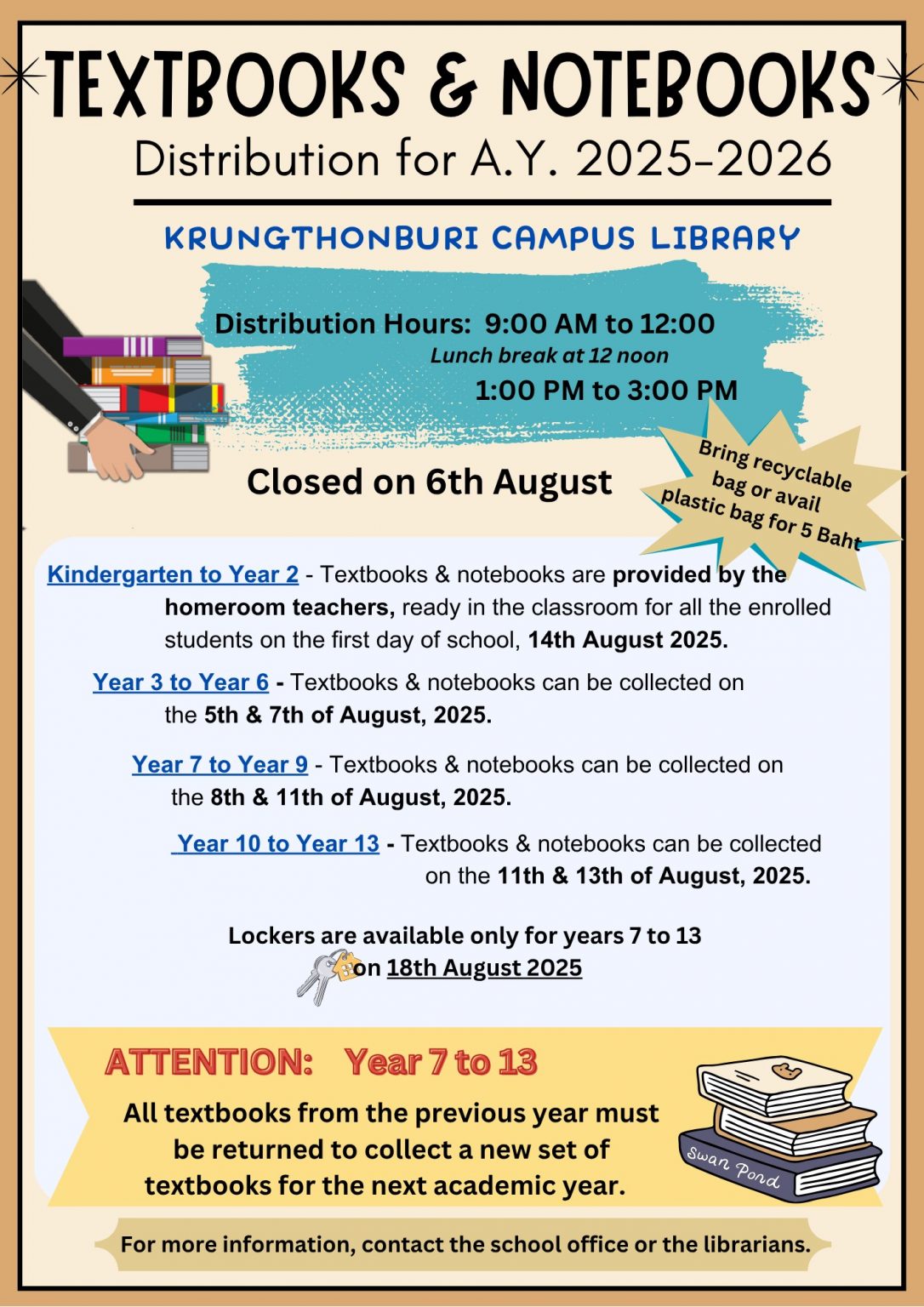 TEXTBOOKS & NOTEBOOKS AT Krungthonburi campus – International Pioneers ...